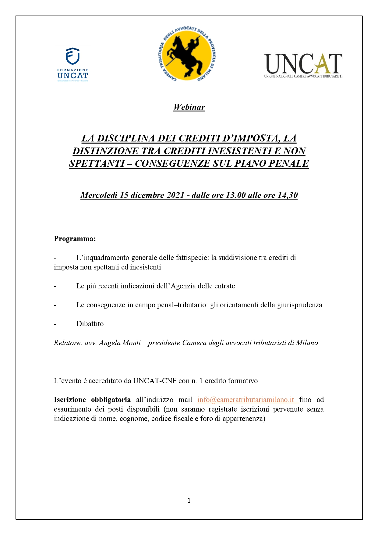 Unione Nazionale delle Camere degli Avvocati Tributaristi (UNCAT ...